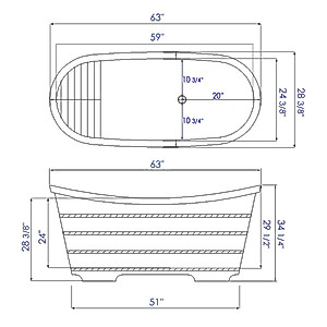ALFI brand AB1105 63-Inch Free Standing Cedar Wood Bath Tub