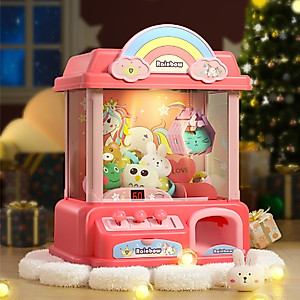 DOLIVE Claw Machine for Kids, Mini Vending Machines Arcade Candy Indoor Claw Game Prizes Toy, Electronic Pink Cool Fun Things Small Christmas Toys for Girls, Gifts for Girl 5 6 7 8 9 10 Year Old