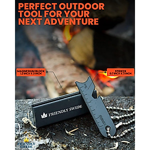 The Friendly Swede Magnesium Fire Starter Kit - Firestarter, Flint and Steel Fire Starter Kit, Flint Fire Starter Survival Tool, Camping Fire Starter, Fire Steel, Flint Striker, Fire Striker (3 Pack)