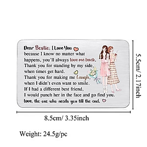 Bestie Wallet Insert Cards Birthday Gifts Best Friend Inspirational Personalized Graduation Gift Come-of-age Present Love Pocket Card Go to University Keepsake Christmas Friendship Appreciate Reminder