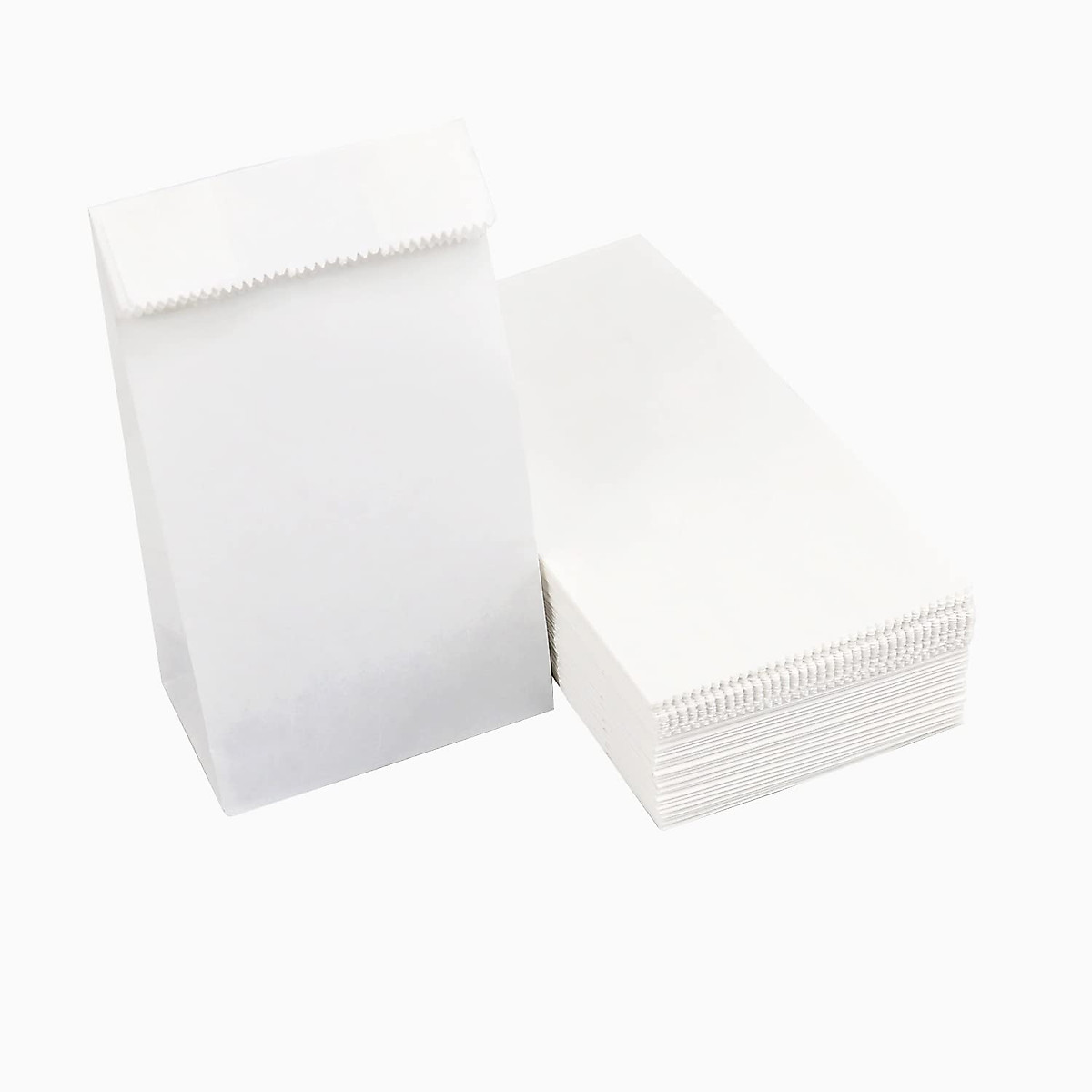 Kslong Small White Paper Bags, 50PCS Mini Paper Treat Bags for Party Favors, Paper Lunch Bags Bulk for Sandwich, Popcorn, Snack, Cookies, Gift Wrapping 1 LB 3.5x2.2x6.7” bolsas de papel (White 2)