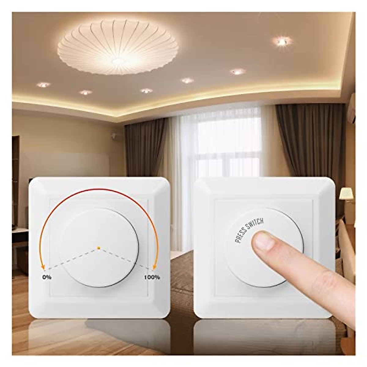 LAZIRO Trailing Edge LED Dimmer Switch Phase Cut/Off Bottom Brightness Adjustable with Knob 100-240Vac (Color : Frame 1, Size : 110VV)