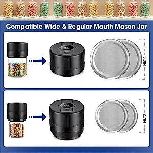 AllToU Electric Mason Jar Vacuum Sealer Kit, Can Sealer, Handheld Jar Sealer for Wide Mouth and Regular Mouth Mason Jars (Mason Jar)