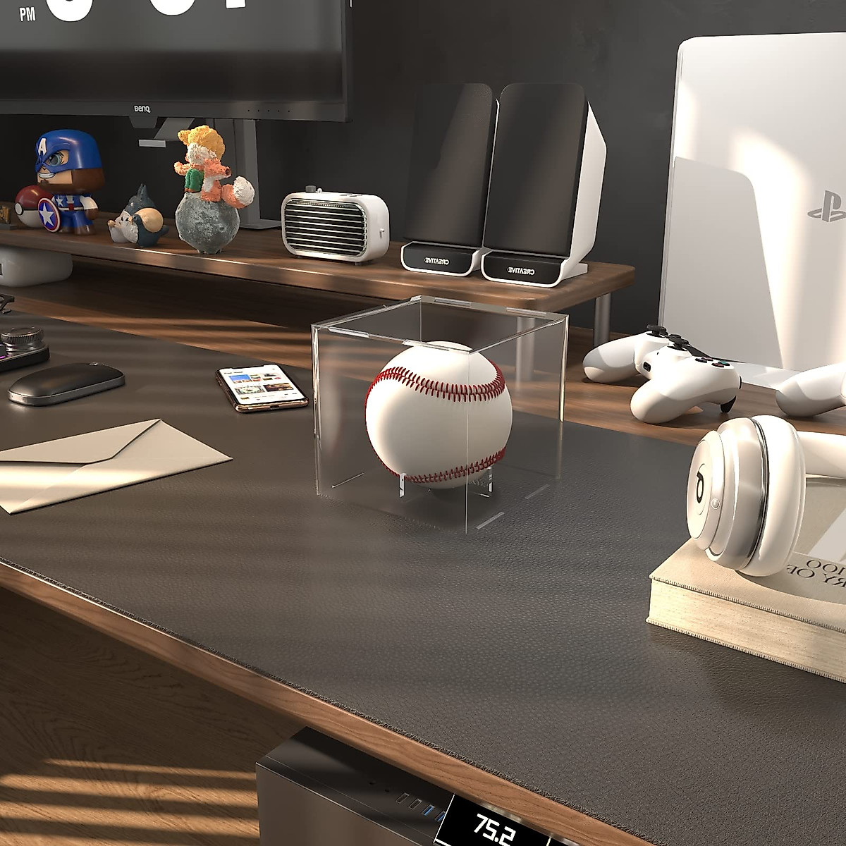 2 Pack Baseball Display Case Acrylic Cube Baseball Holder UV Protected Official Baseball Autograph Display Case Memorabilia Display Storage Box for Golf Tennis Billiard