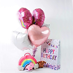 PixieCrush Unicorn Toys Stuffed Animal Gift Plush Set with Rainbow Case – 5 Piece Stuffed Animals with 2 Unicorns, Kitty, Puppy, and Narwhal – Toddler Gifts for Girls Aged 3, 4, 5,6,7, 8 yr olds