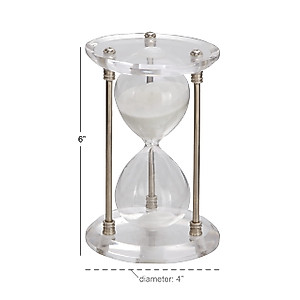 Deco 79 The Novogratz Metal Hourglass Sand Timer with Acrylic Base, 4" x 4" x 6", Silver