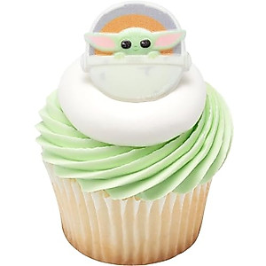 DECOPAC Star Wars The Mandalorian The Child Rings, Cupcake Decorations, Food Safe Cake Toppers – 24 Pack
