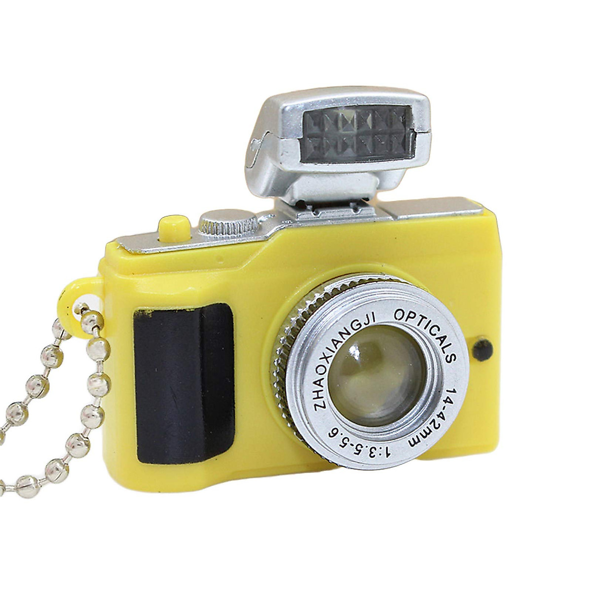 Mini Camera Keychain Key Ring Toy with Flashlight Sound Bag Phone Pendant,Car Keychain Accessories for Women Men - Yellow