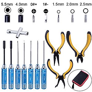 Hobbypark 11 in 1 Professional Multi RC Tools Kits Box Set Hex Driver Allen Keys Screwdriver Pliers Wrench Repair for RC Car Multirotors Airplane Boat