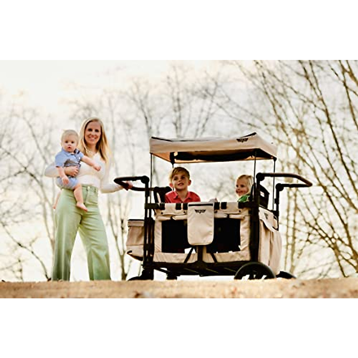 Keenz XC+ 2.0 - Luxury Comfort Stroller Wagon | Foldable 4 Passenger Quad Seater with Adjustable Canopy | Mocha