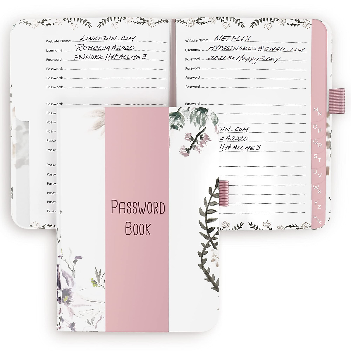 Simplified Floral Password Book with Alphabetical Tabs - Pocket Sized Internet Password Keeper – The Perfect Notebook w/Address Sections Saves All Your Passwords and Recently Placed Orders