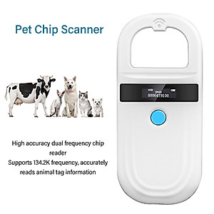 Pet Microchip Reader, Portable Pet Chip Reader Dual Frequency USB Rechargeable Handheld Animal Tag Scanner for Cows Dogs Cats Pigs Animals