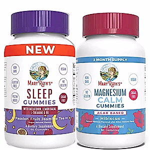 Melatonin Gummies & Magnesium Citrate Gummies Bundle by MaryRuth's | Relaxation & Sleep Support | Stress Relief, Bone, Nerve, Gut Health| Magnesium Supplement | L Theanine, Lemon Balm, and Vitamin B6