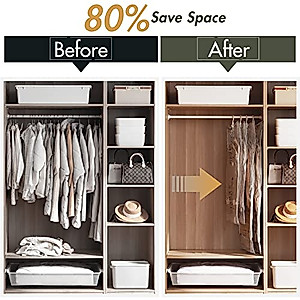 TAILI Hanging Vacuum Storage Space Saver Bags Set of 4 (2 Long, 2 Short),Vacuum Bag Clear Bags，Save More Space Closet Organizer