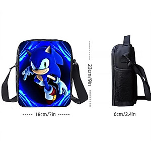 AII Lover 3Pcs Anime Hedgehog Backpack with Pencil Case,16in 3D Printed Cartoon Game Backpack Laptop Backpack (B)