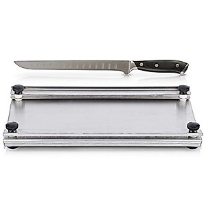 Professional Beef Jerky Slicer Making Cutting Board Kit with Jerky Legends blend of Smoky Spicy Cajun seasonings with 10 inch carving and slicing knife