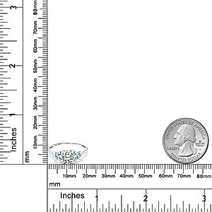 10K White Gold White Moissanite from Charles & Colvard and Sky Blue Aquamarine 3-Stone Engagement Ring For Women (2.11 Cttw, 7MM Cushion and 4MM Trillion, Available In Size 5, 6, 7, 8, 9)