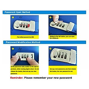 koboome PU Leather Diary with Lock, A5 Size Diary with Combination Lock Digital Password Journal Locking Journal Diary (Multicolor)