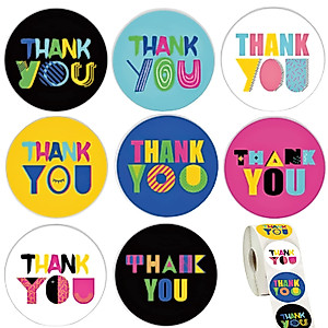Hohamn 1.5" Thank You Stickers Roll 500PCS Cute Art Stickers for Bubble Mailers Packaging Wedding Baby Shower Birthday