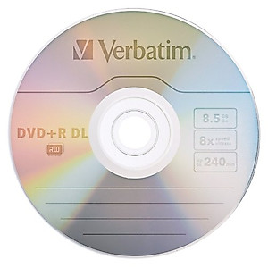 Verbatim DVD+R DL 8.5GB 8X AZO with Branded Surface - 5pk Jewel Case Box - 95311, Silver