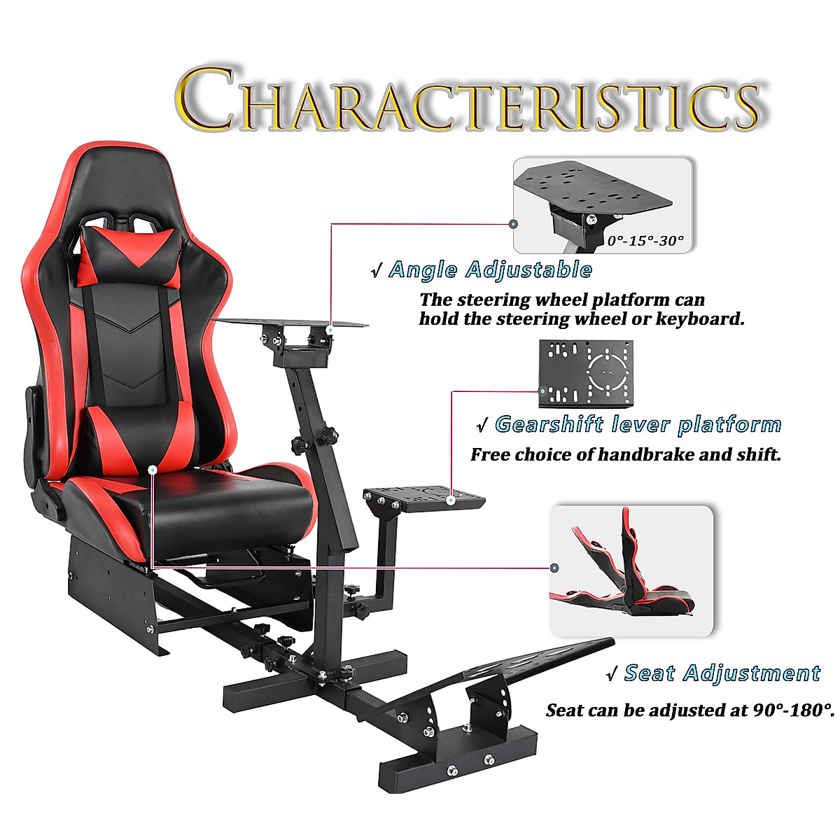 Anman G920 Racing Simulator Cockpit With Gaming Seat Fit for Logitech G25 G27 G920 G29, Thrustmaster Tx 458, T500 RS,PC, PS4 Adjustable Racing Simulator Mount Wheel Shifter Pedals NOT Included