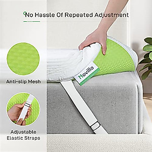 Novilla 4 Inch Memory Foam Mattress Topper, Medium Firm Mattress Topper Queen Size with Non-Slip Design, High Density Gel Mattress Topper for Cooling, Motion Isolation & Pressure Relieving Sleep