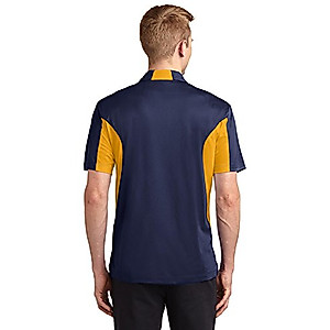 SPORT-TEK Men's Side Blocked Micropique Sport Wick Polo 3XL True Navy/Gold