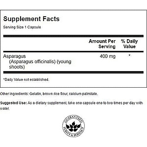 Swanson Full Spectrum Asparagus Young Shoots 400 mg 60 Caps 2 Pack