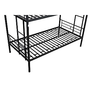 Merax Metal Twin Over Twin Bunk Bed with 2 Side Ladders,Made of Heavy Duty Steel, for Kids Teens Adults(Black)
