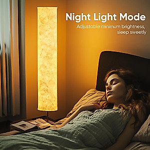 LONRISWAY Soft Light Floor Lamp, 52" Simple Design Morden Slim Warm Light 3000K LED Tyvek Fabric Shade with 2 LED Bulbs Standing Lamp for Living Room Bedroom Game Room