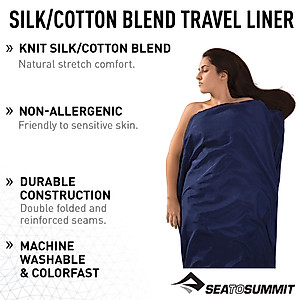 Sea to Summit Silk-Cotton Blend Travel and Sleeping Bag Liner, Rectangular (73x36 inches)