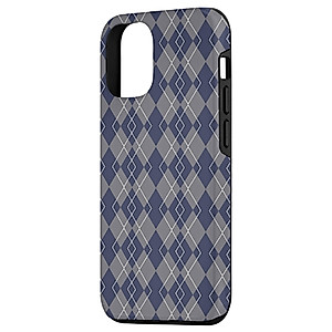 iPhone 13 Pro Cute Navy Blue and Gray Argyle Pattern Masculine Case
