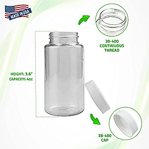 LUBEFLEX Oil Sampling Bottle - Made in USA - Pack of 6 Oil Analysis Sampling Clear Plastic Bottle 4 oz (120 ml) Capacity with 38-400 Cap Size - FDA Compliant and BPA Free …