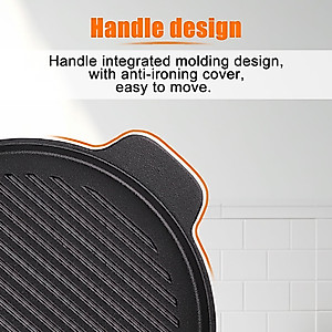 CUKOR Cast iron Grill Griddle, Grill Pan for Indoor Cooking, Stove Top Griddle for Grilling on gas grill, Round Grill Griddle for Induction Cooktop