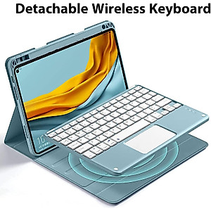 HEUCYL Touchpad Keyboard Case for Xiaomi Redmi Pad 10.6 inch 2022, Magnetic Detachable Wireless Bluetooth 7-Color Backlit Keyboard, Ultra-Thin Multi-Angle Stand Case,Pink