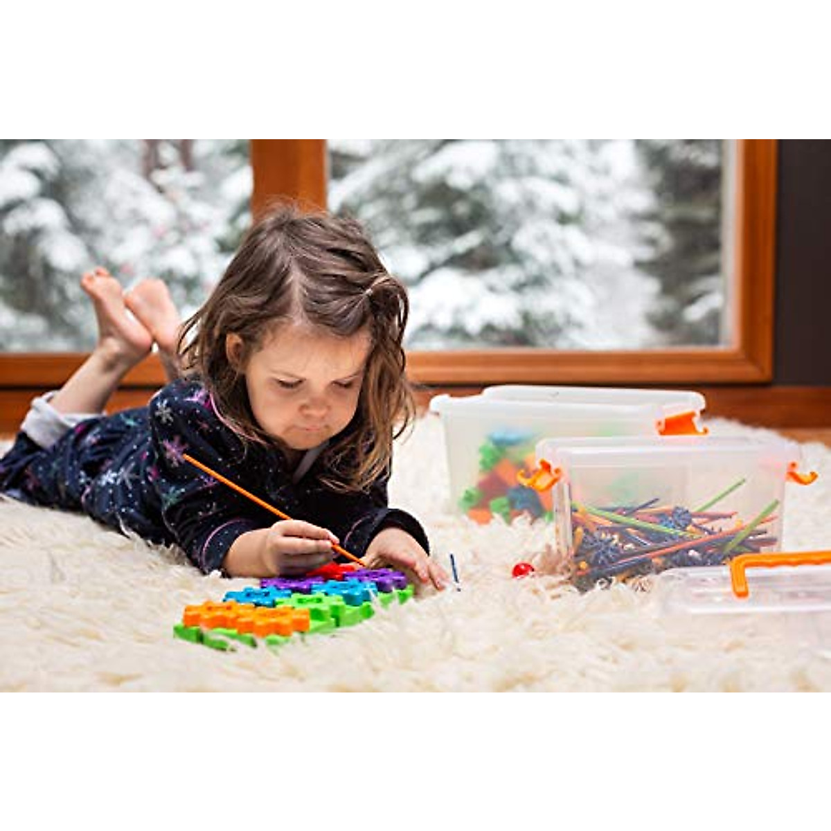 Noble Designs Storage Bins | Medium and Small Set (6q & 3.5q) | Perfect for Toy Set | Office Set | Outdoors and Outings Set | Latches Well | Orange Latches and Folding Handle