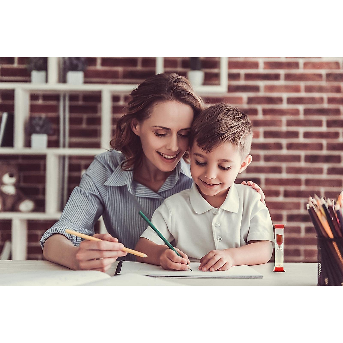 TeacherFav Sand Timer for Kids Set of 4 Small Colorful Hour Glass Acrylic Covered Clock 1Min 2Min 3Min 5Min for Classroom, Home & Kids Room