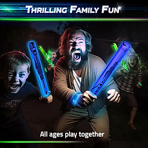 Glow Battle - Family Pack: A Thrilling, Glowing Sword Game | 2-8 Players, Age 8+ | Unique Family Games for Kids and Adults Idea | Outdoor Toys for Kids 8-12+ | Glow Games for Kids 8-12+