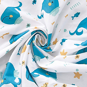 Biloban Pack n Play Sheet Fitted, 4 Pack Portable Playard Navy and Grey & Whale and Fish