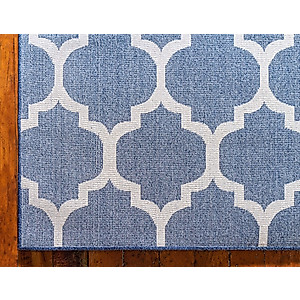 Unique Loom Trellis Collection Area Rug - Philadelphia (8' x 11' Rectangle Dark Blue/Navy Blue)