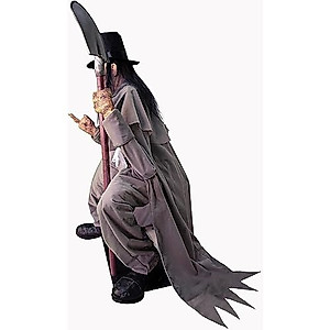 Haunted Hill Farm Motion-Activated Crouching Grave Digger by Tekky, Talking Scare Prop Animatronic for Indoor or Covered Outdoor Creepy Halloween Decoration, Plug-in or Battery Operated