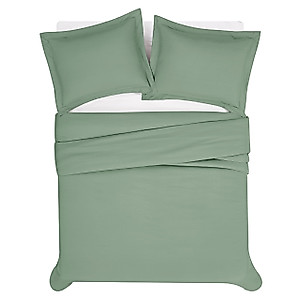 London Fog Garment Washed Solid Duvet Set Green Microfiber 2-Piece Twin XL Duvet Set, Solid Themed, Adult and Teen, Oeko-TEX Certified