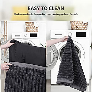 Large Dog Bed Washable with Removable Cover Waterproof, Dog Crate Beds for XL Large Medium Small Dogs Cats, Soft Flannel Pet Beds Anti-Slip Kennel Pad 36 inch
