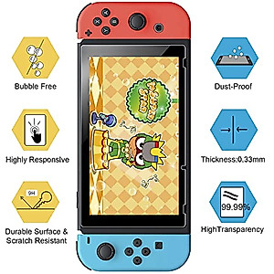 ivoler [3 Pack Screen Protector Tempered Glass for Nintendo Switch, Transparent HD Clear Anti-Scratch Screen Protector Compatible Nintendo Switch