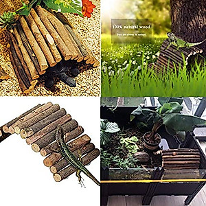 kathson Bearded Dragon Hammock Reptile Hideout Wooden Bridge Jungle Climber Vines Flexible Reptile Leaves with Suction Cups Reptile Habitat Decor for Chameleon, Lizards, Gecko, Snakes Climbing Hiding