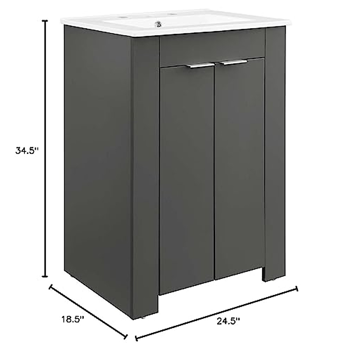 Modway Maybelle 24" Bathroom Vanity in Gray White