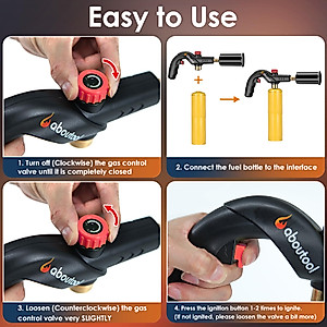 Aboutool Propane Cooking Torch, Torch Head for Propane Tank with Igniter Searing Torch for Sous Vide Charcoal Torch Lighter BBQ Grill Flame Thrower Campfire Starter (Propane Tank Not Included)