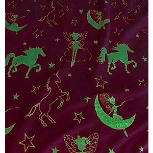 Unicorn Blanket Glow in The Dark Luminous Fairy Blanket for Kids - Soft Plush Pink Fantasy Star Blanket Throw - Large 60in x 50in Glowing Magical Blankets Gift for Girls (Pink Unicorn and Fairy)