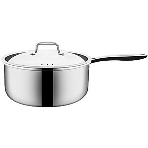 Nuwave Commercial 2-Quart Stainless Steel Saucepan with Vented Lid, Tri-Ply Construction, Premium 18/10 Stainless Steel