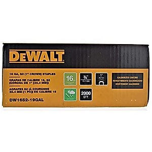 DEWALT DW16S2-19GAL 3/4" x 1" x 16 Ga Wide Crown Staples